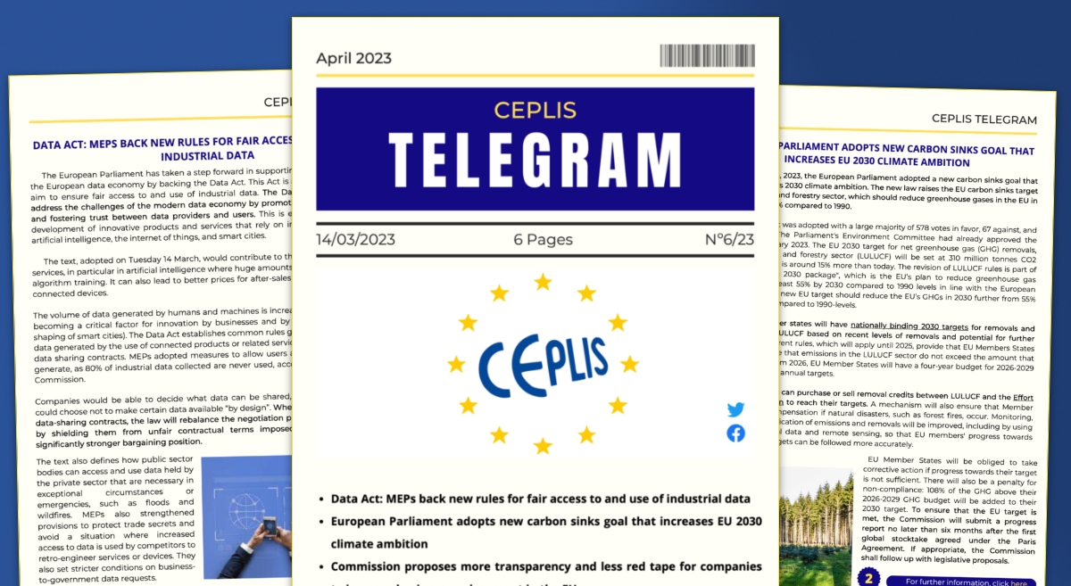 Ceplis Telegram highlights: Data Act, carbon sinks goal, business in EU ...
